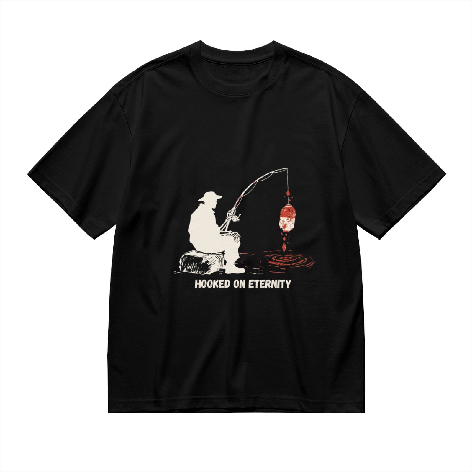 Black T Shirts for Men, Hooked On Eternity, Skeleton Print Mens Graphic ...