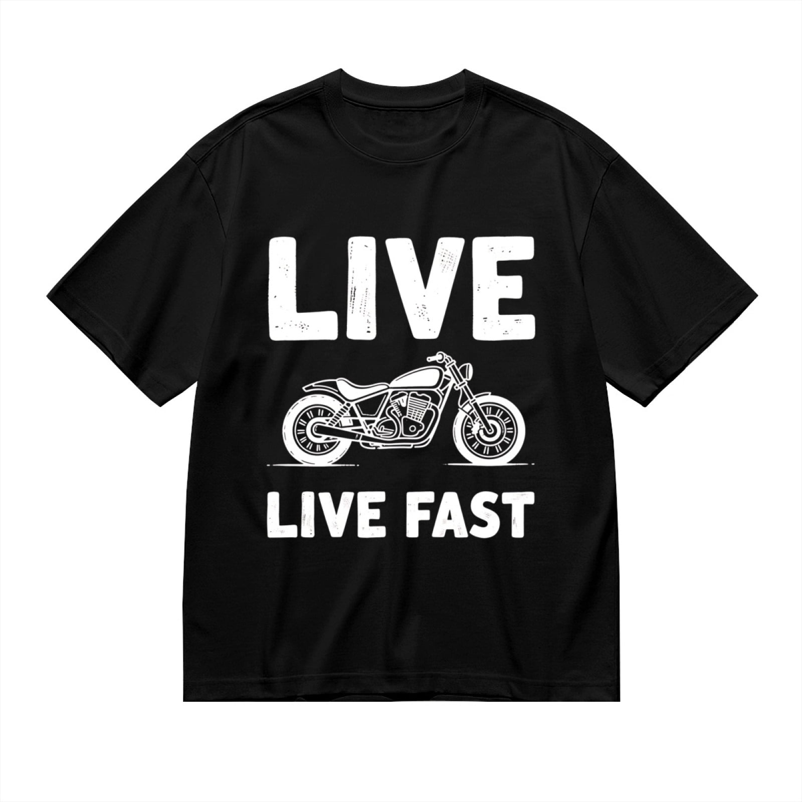 Black T Shirts for Men, Live Fast, Motorcycle Print 3 Mens Graphic Tees ...