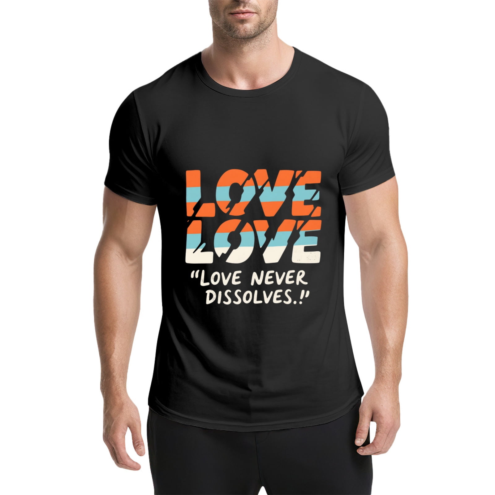 Black T Shirts for Men, Love, Cracked Texture, Love Never Dissolves ...