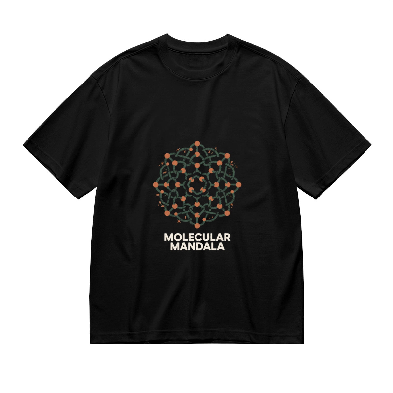 Black T Shirts for Men, Molecular Mandala, Science Print 1 Mens Graphic ...