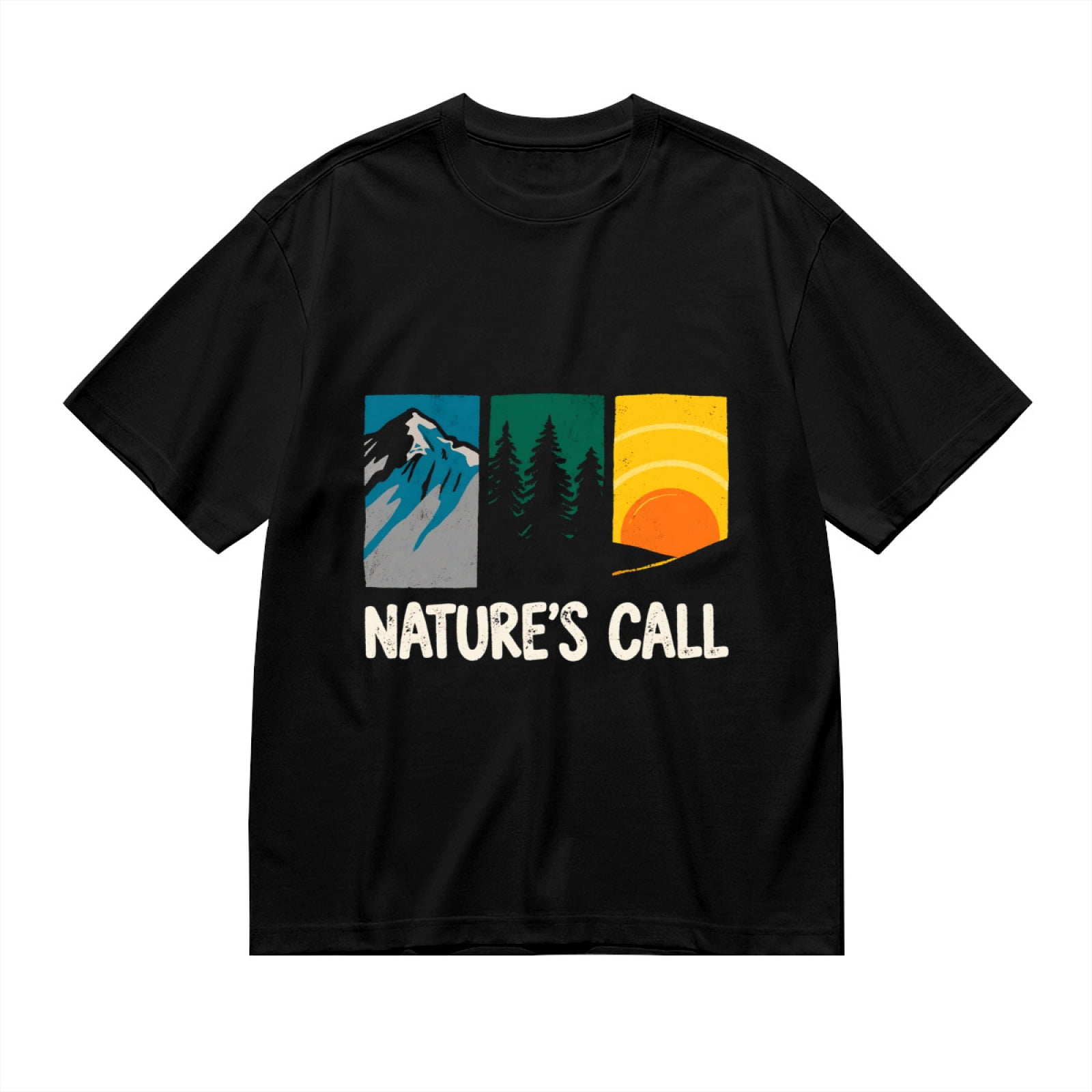 Black T Shirts for Men, Mountain, Pine Tree, Sunset, Nature'S Call ...