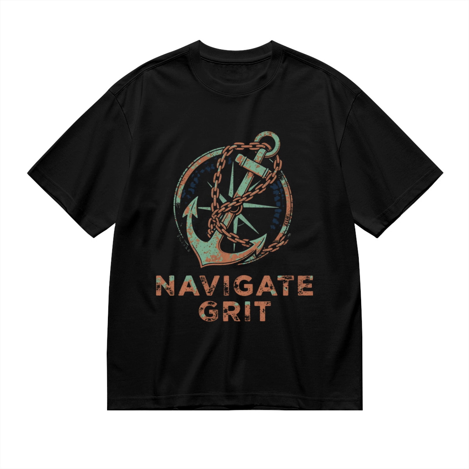 Black T Shirts for Men, Navigate Grit, Compass Print Mens Graphic Tees ...