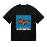 Black T Shirts for Men, Orange Wave Urban Rhythm, Graphic Mens Graphic ...