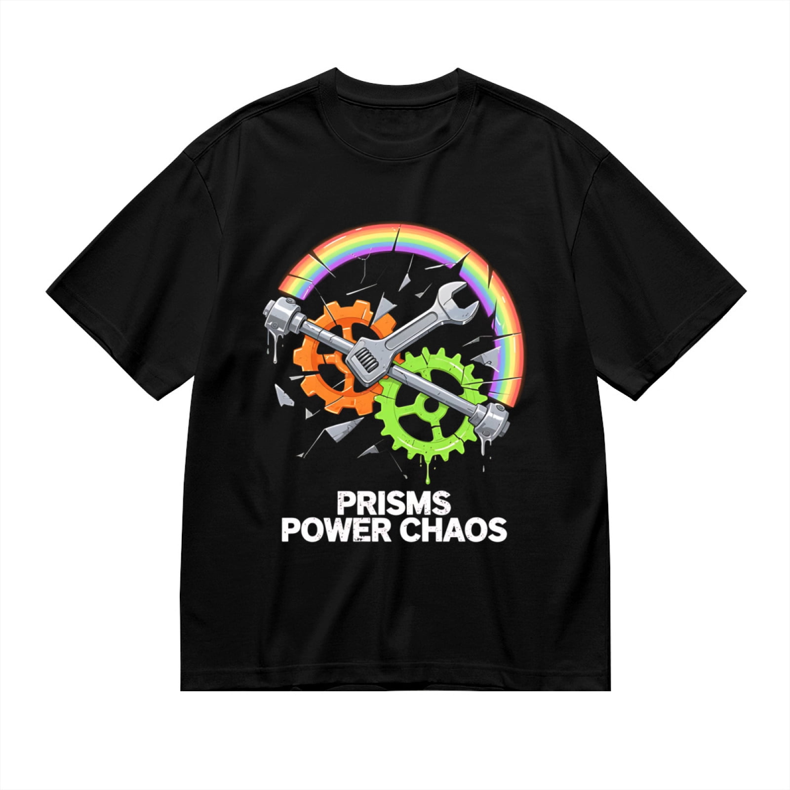Black T Shirts for Men, Prisms Power Chaos,Wrench Gear Print 2 Mens Graphic Tees, 24013856,M ...