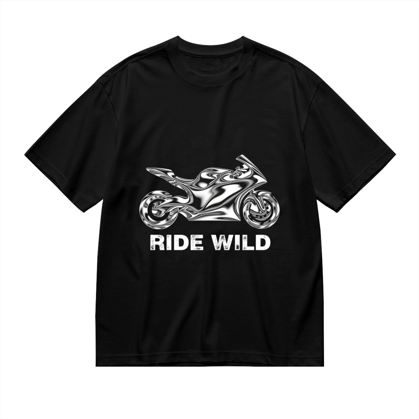 Black T Shirts for Men, Ride Wild Motorcycle Graphic Mens Graphic Tees ...