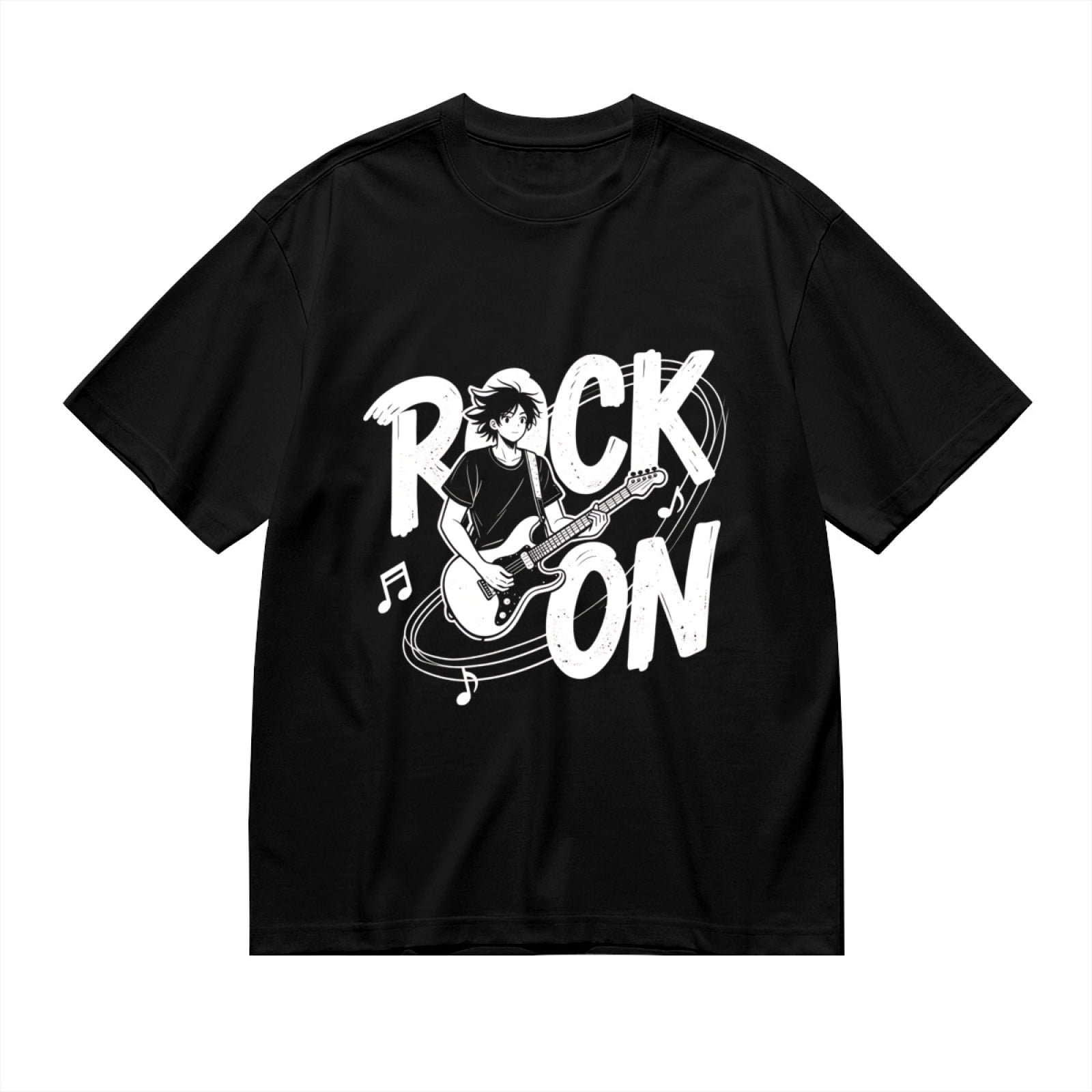 Black T Shirts for Men, Rock Musician With Guitar Graphic Mens Graphic ...
