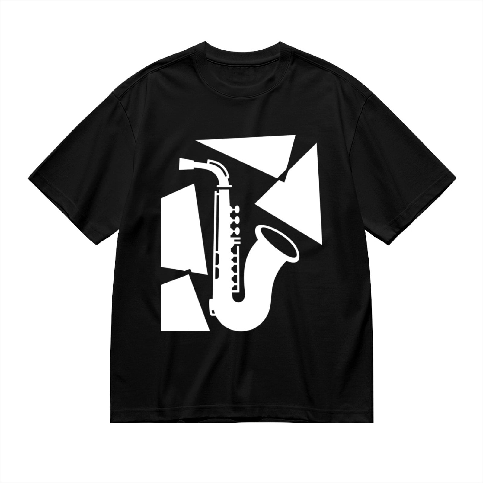 Black T Shirts for Men, Saxophone, Abstract, Black And White Graphic ...