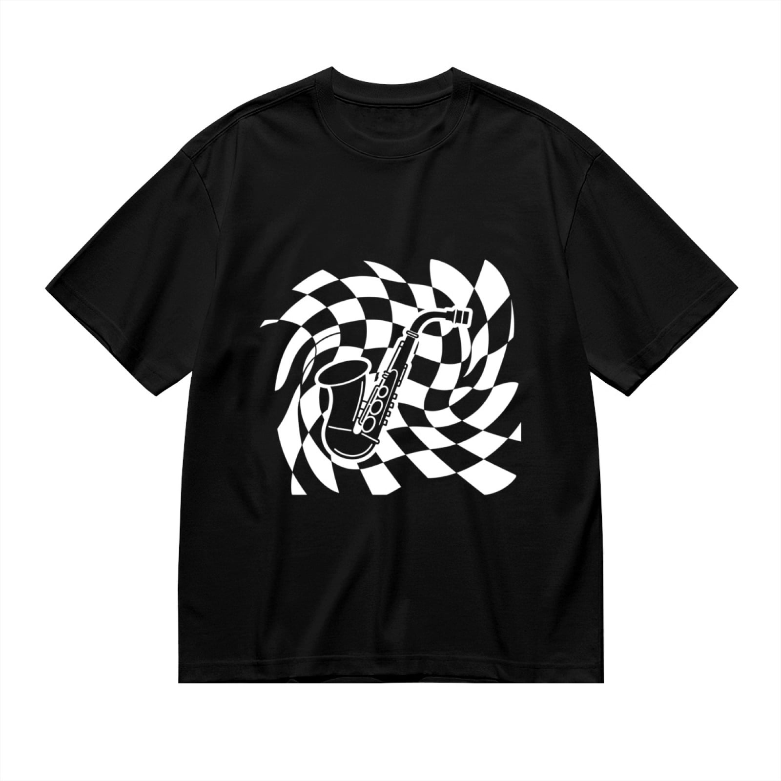 Black T Shirts for Men, Saxophone, Optical Illusion, Graphic 1 Mens ...