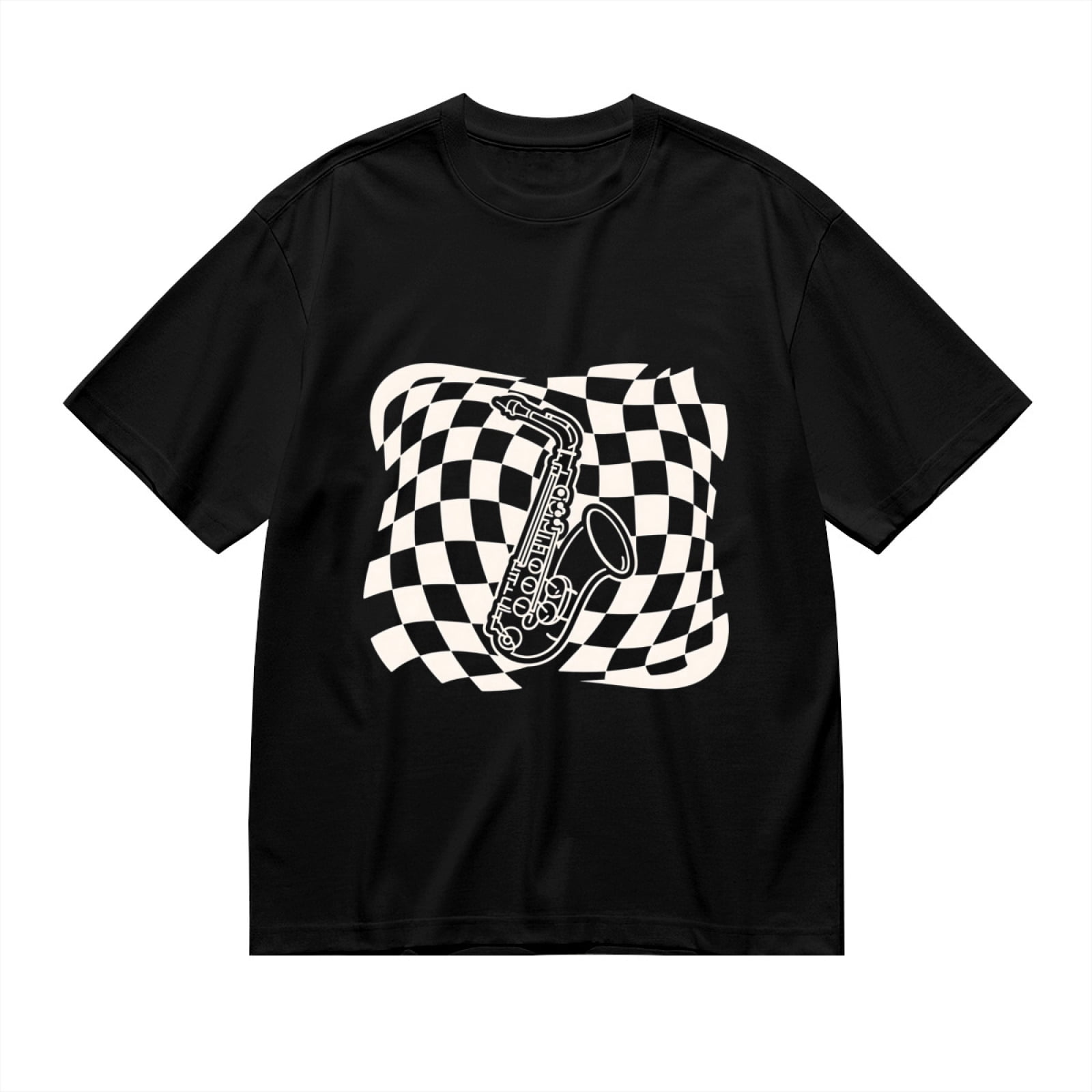 Black T Shirts for Men, Saxophone, Optical Illusion, Graphic 3 Mens ...