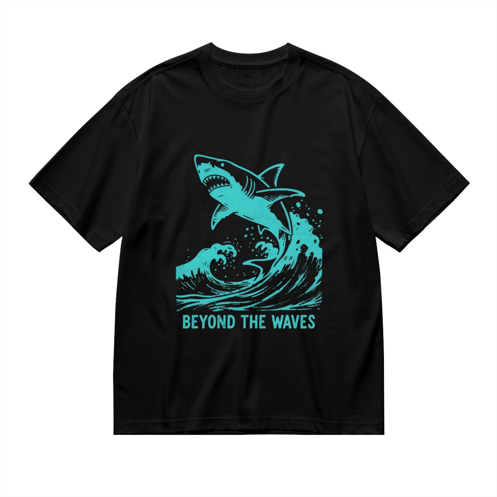 Black T Shirts for Men, Shark, Ocean Waves, Beyond The Waves Graphic ...