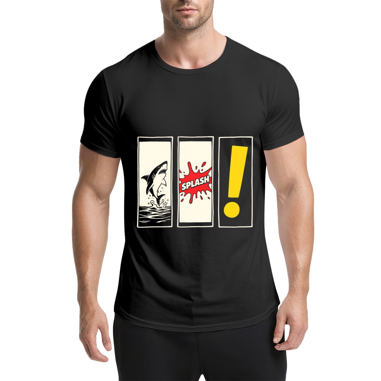 Black T Shirts for Men, Shark,Water Splash,Splash,Graphic 1 Mens ...