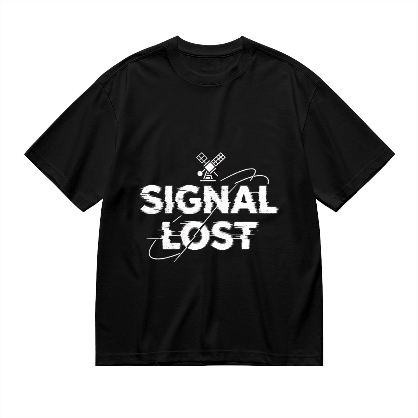 Black T Shirts for Men, Signal Lost, Satellite Print 2 Mens Graphic ...