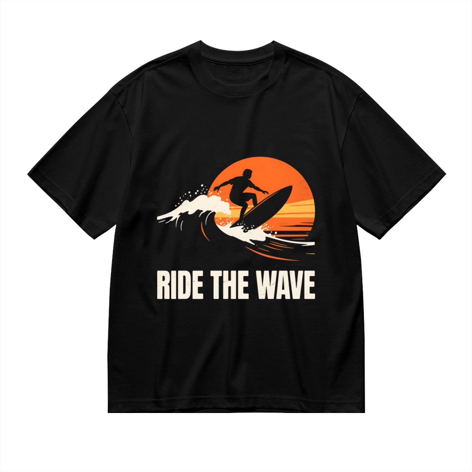 Black T Shirts for Men, Surfer Silhouette Ride The Wave, Graphic 1 Mens ...