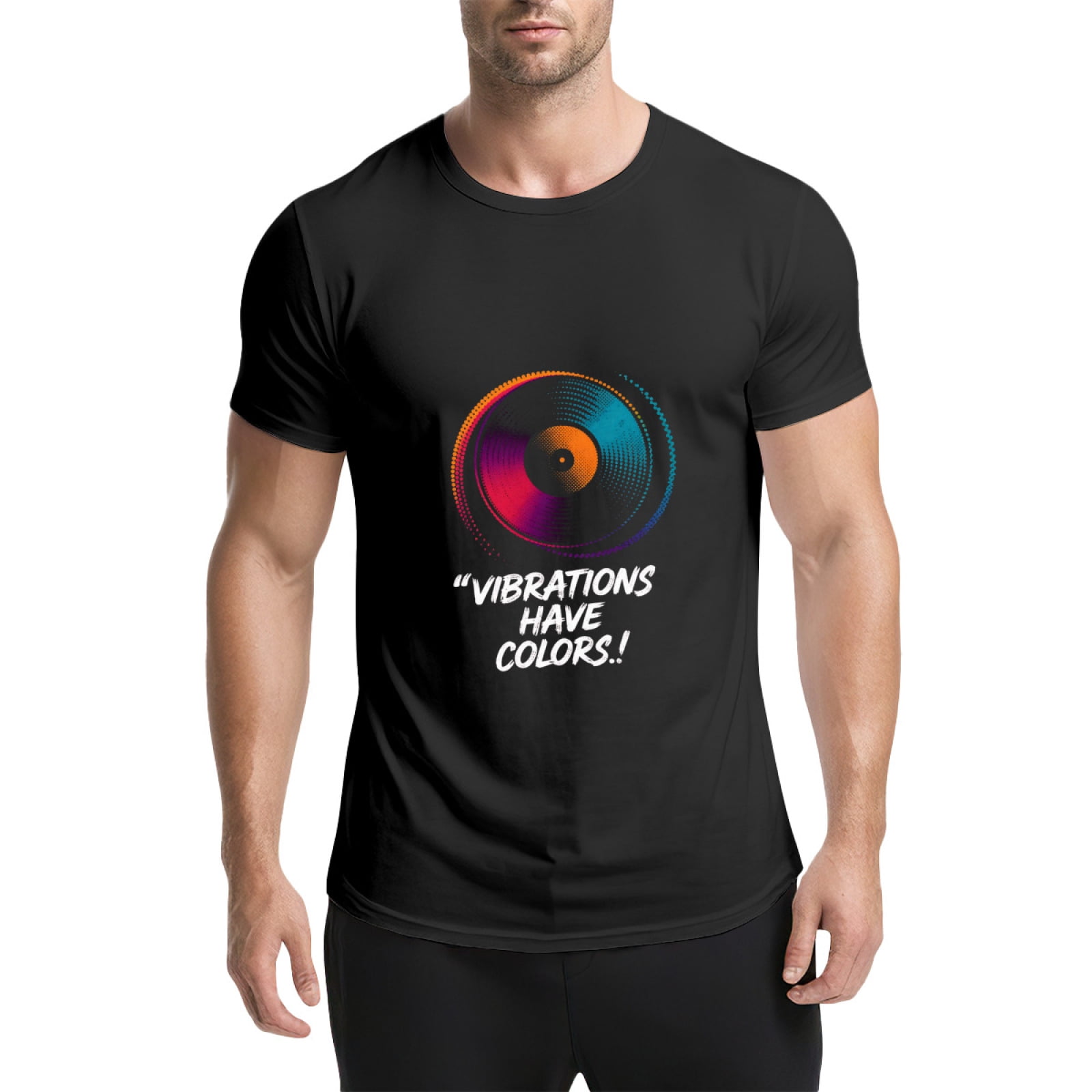 Black T Shirts for Men, Vinyl Record, Color Spectrum, Vibrations Have ...