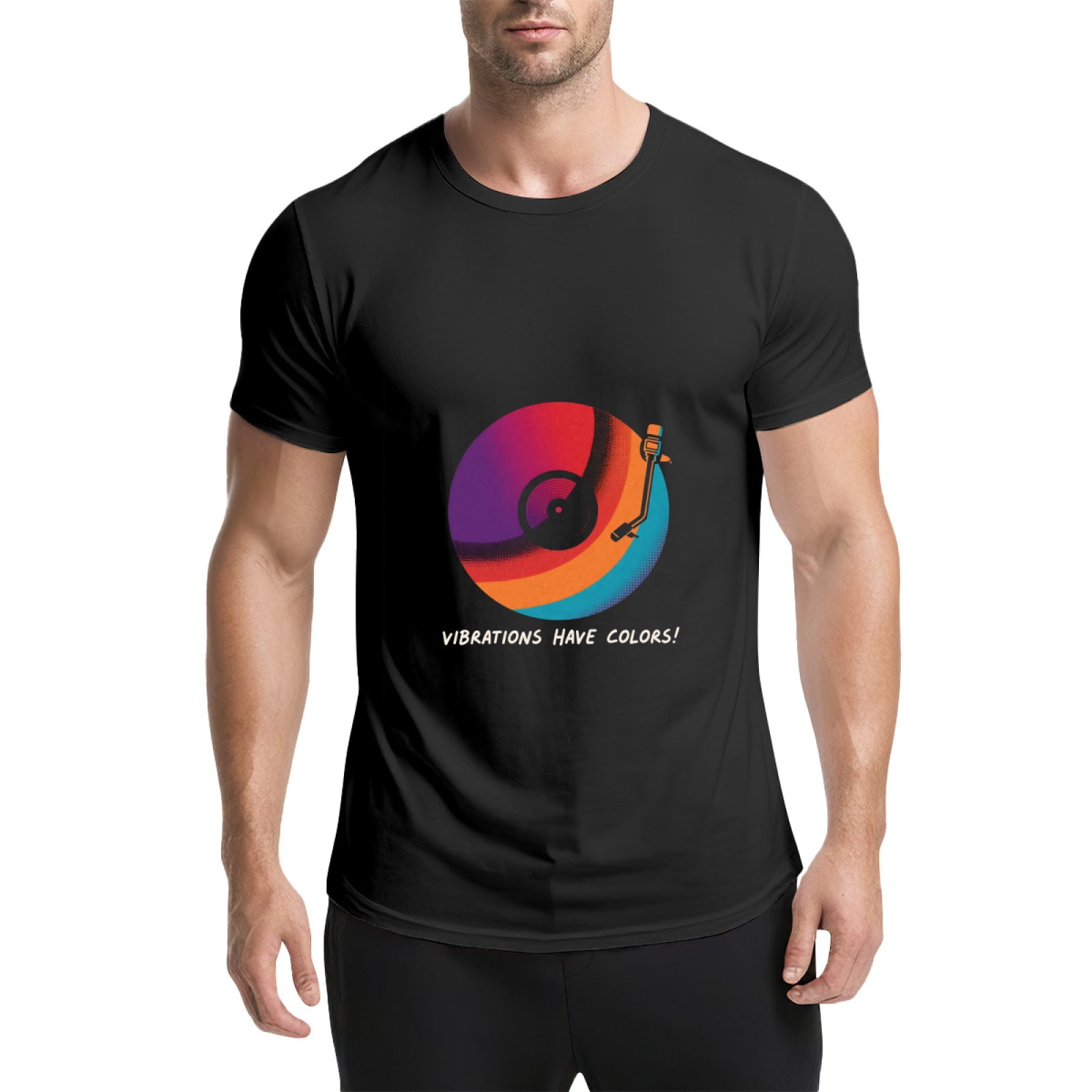 Black T Shirts for Men, Vinyl Record, Color Spectrum, Vibrations Have ...