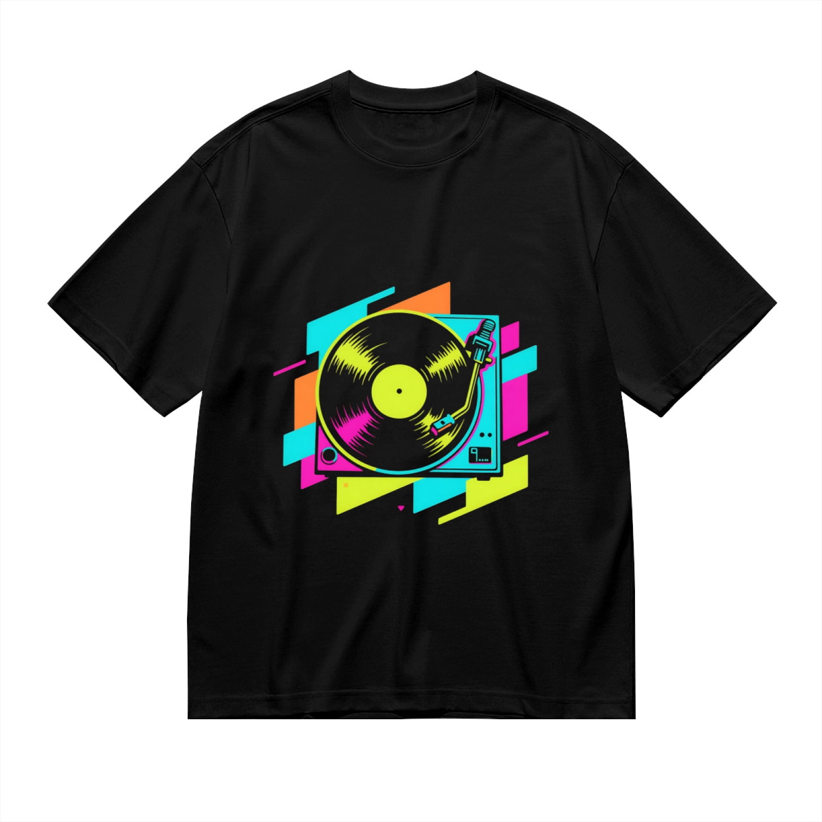 Black T Shirts for Men, Vinyl Record Player, Graphic Mens Graphic Tees ...