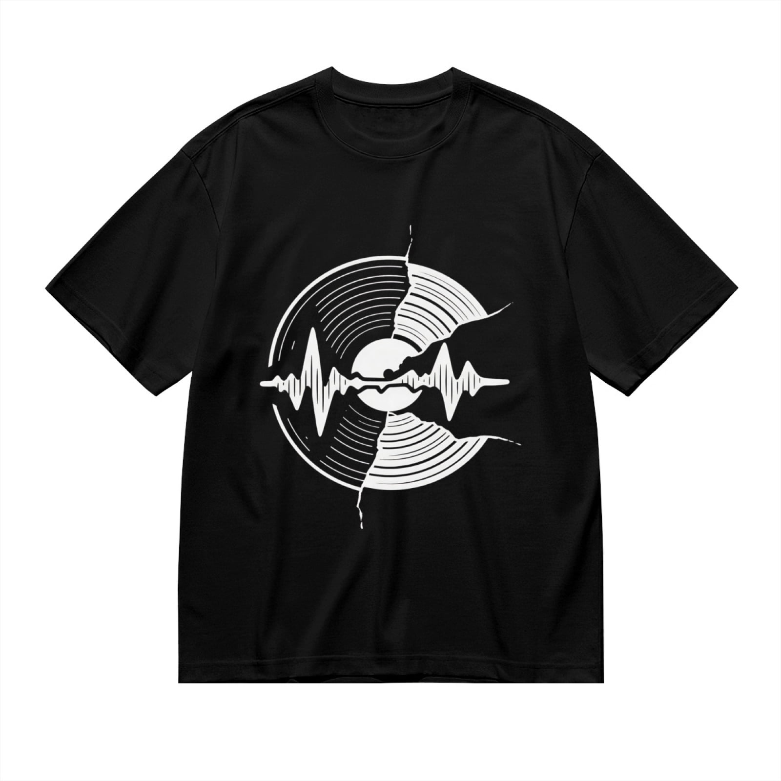 Black T Shirts for Men, Vinyl Record Split Graphic Mens Graphic Tees ...