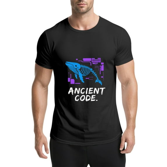 Black T Shirts for Men, Whale Skeleton, Ancient Code Graphic Mens ...
