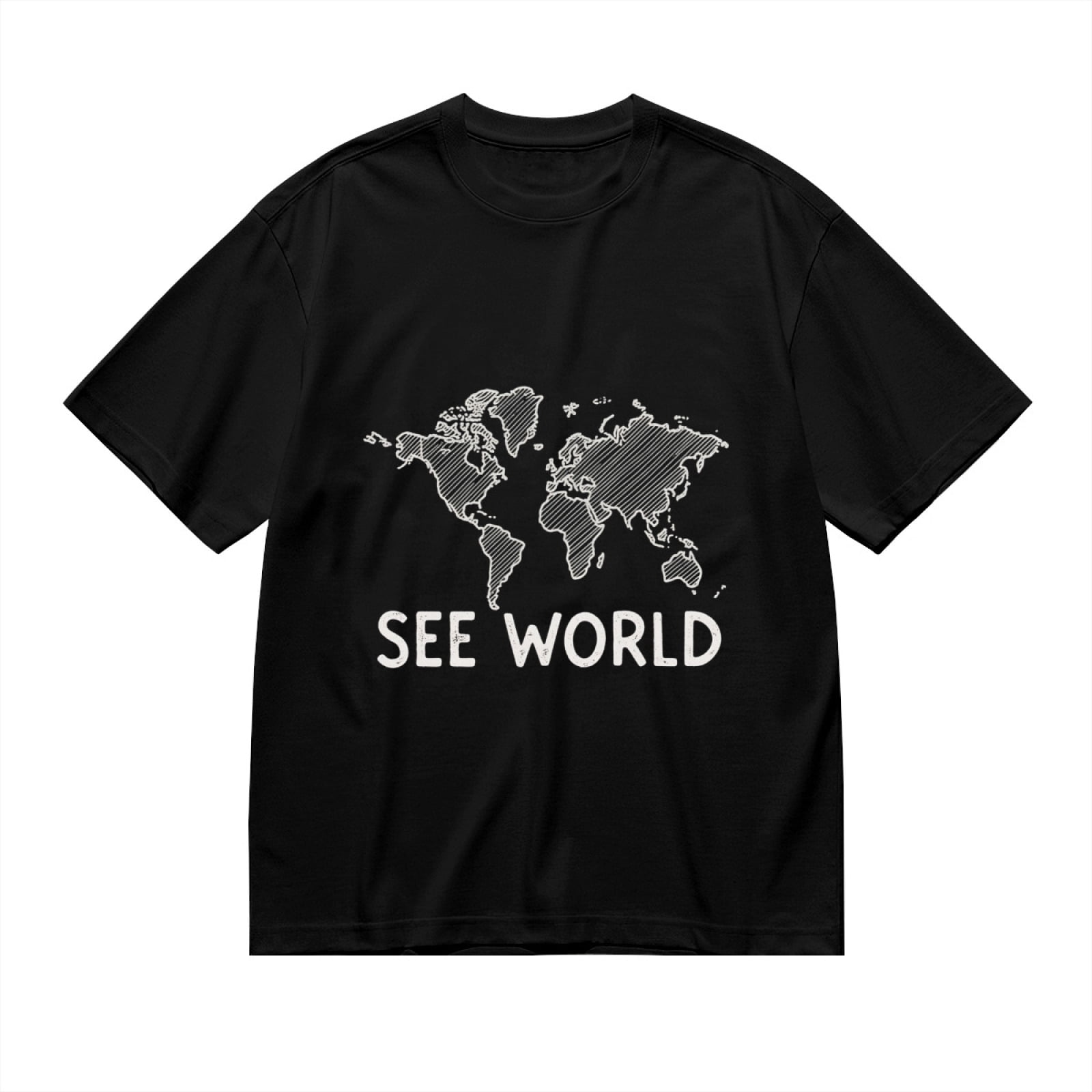 Black T Shirts for Men, World Map Graphic Mens Graphic Tees, 24846239,L ...