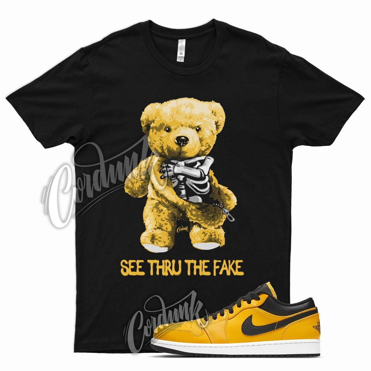Black THRU T Shirt for Air J1 1 Low University Gold Pollen White ...