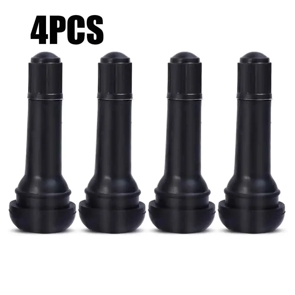 Black TR414 Tubeless Car Wheel Tire Valve Stems with Caps Snap in Type ...
