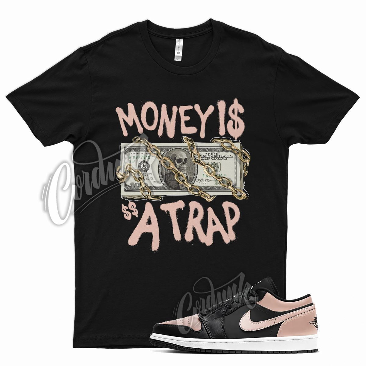 Black TRAP T Shirt for Air J1 1 Low Arctic Orange Crimson Tint White ...