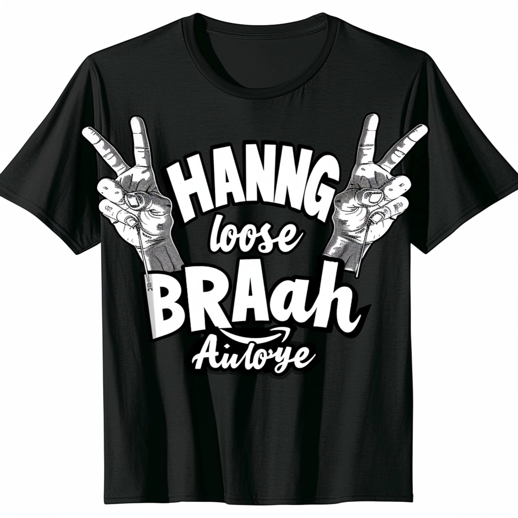 Black TShirt: Design with Rock On Hands & Gangster Pose StaticRap Logo ...
