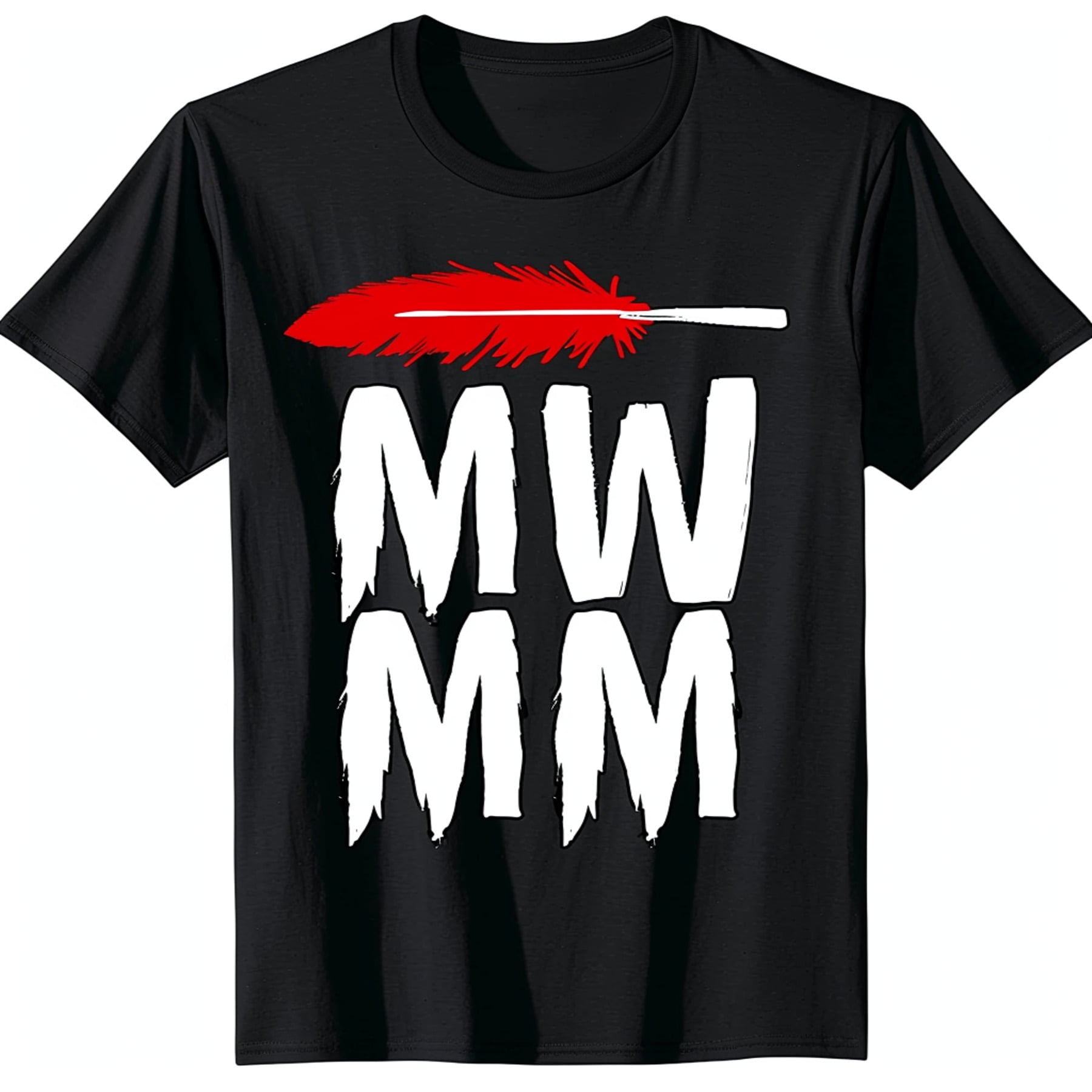 Black TShirt with MMW Logo Red Feather Simple Design Vector ...
