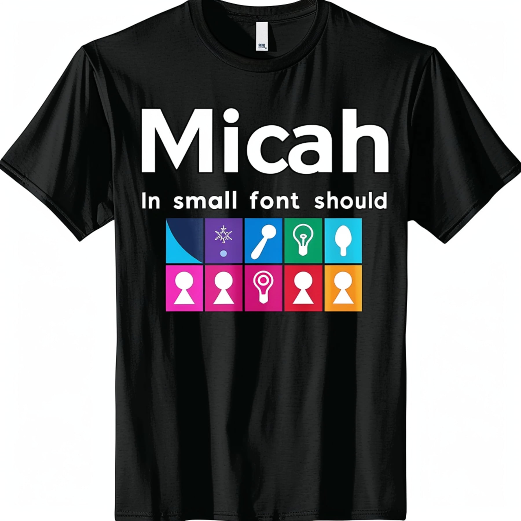 Black TShirt with Micah Diversity Symbols Rainbow Flag Gender Equality ...