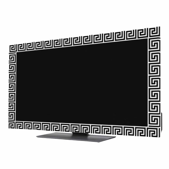 Black TV Dust Cover 50 Inch, Greek Chinese Style Border Geometric ...