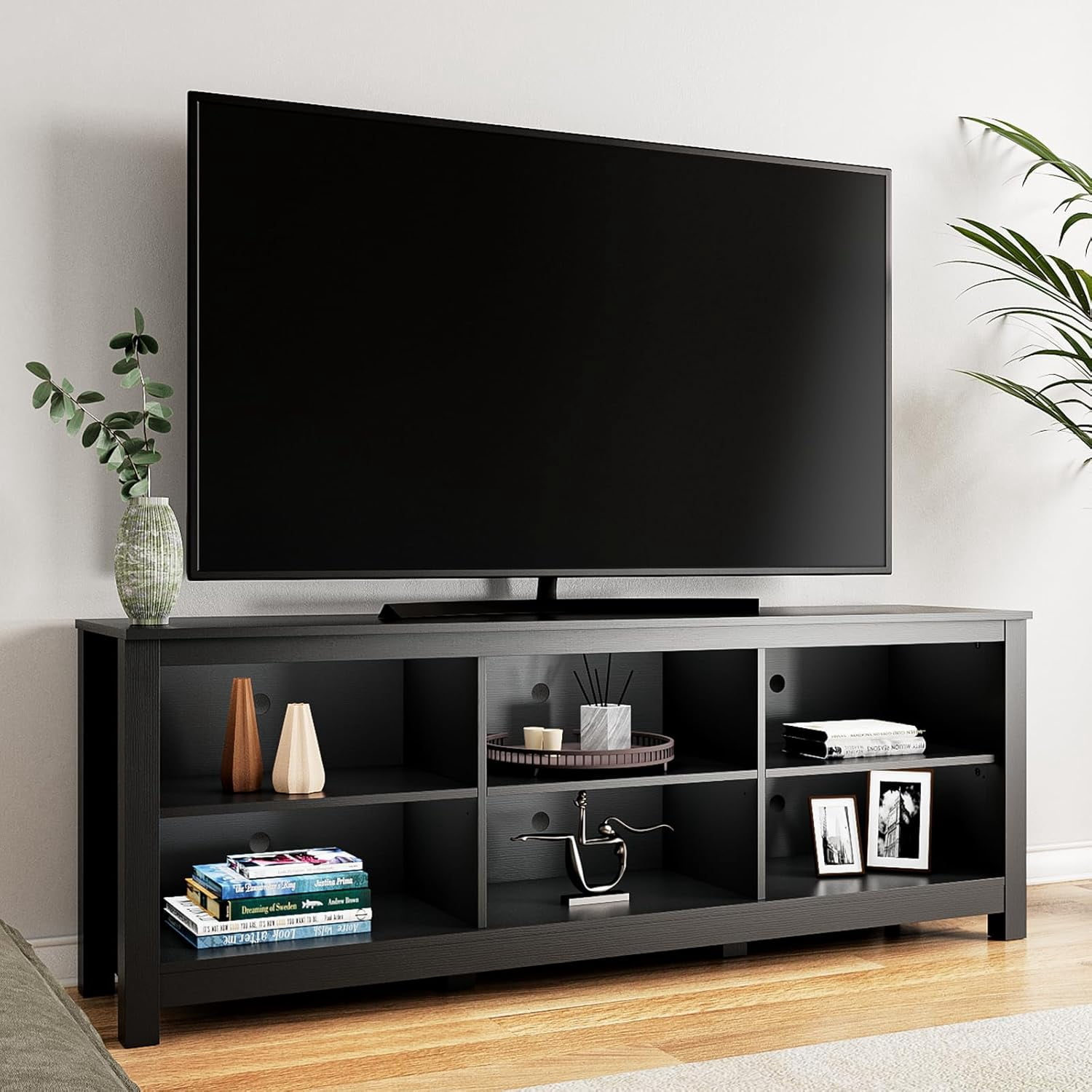Black TV Stand for TVs up to 70 Inch,Entertainment Center for 65+ inch ...
