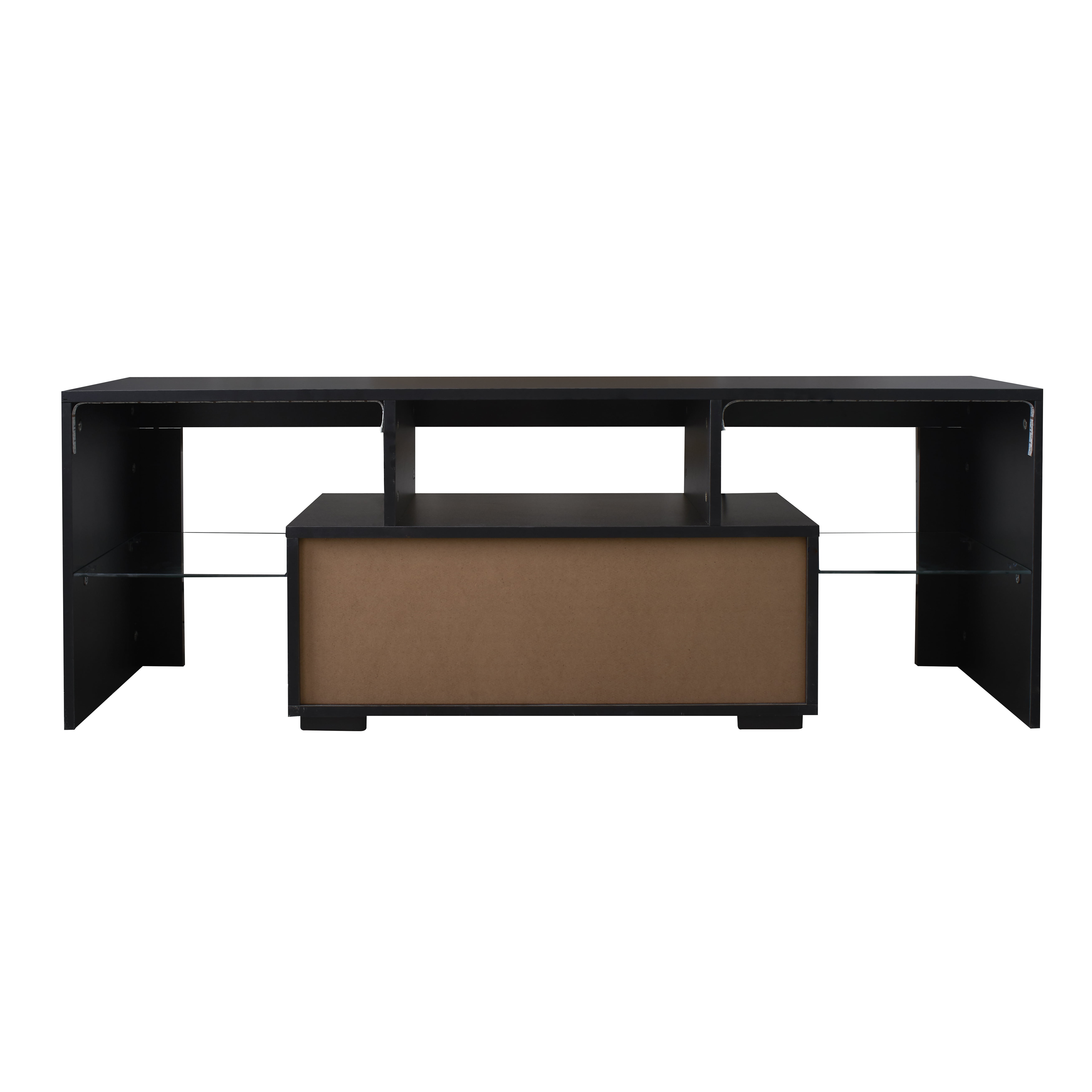 Black TV Stand with LED RGB Lights, Flat Screen TV Cabinet, Gaming ...