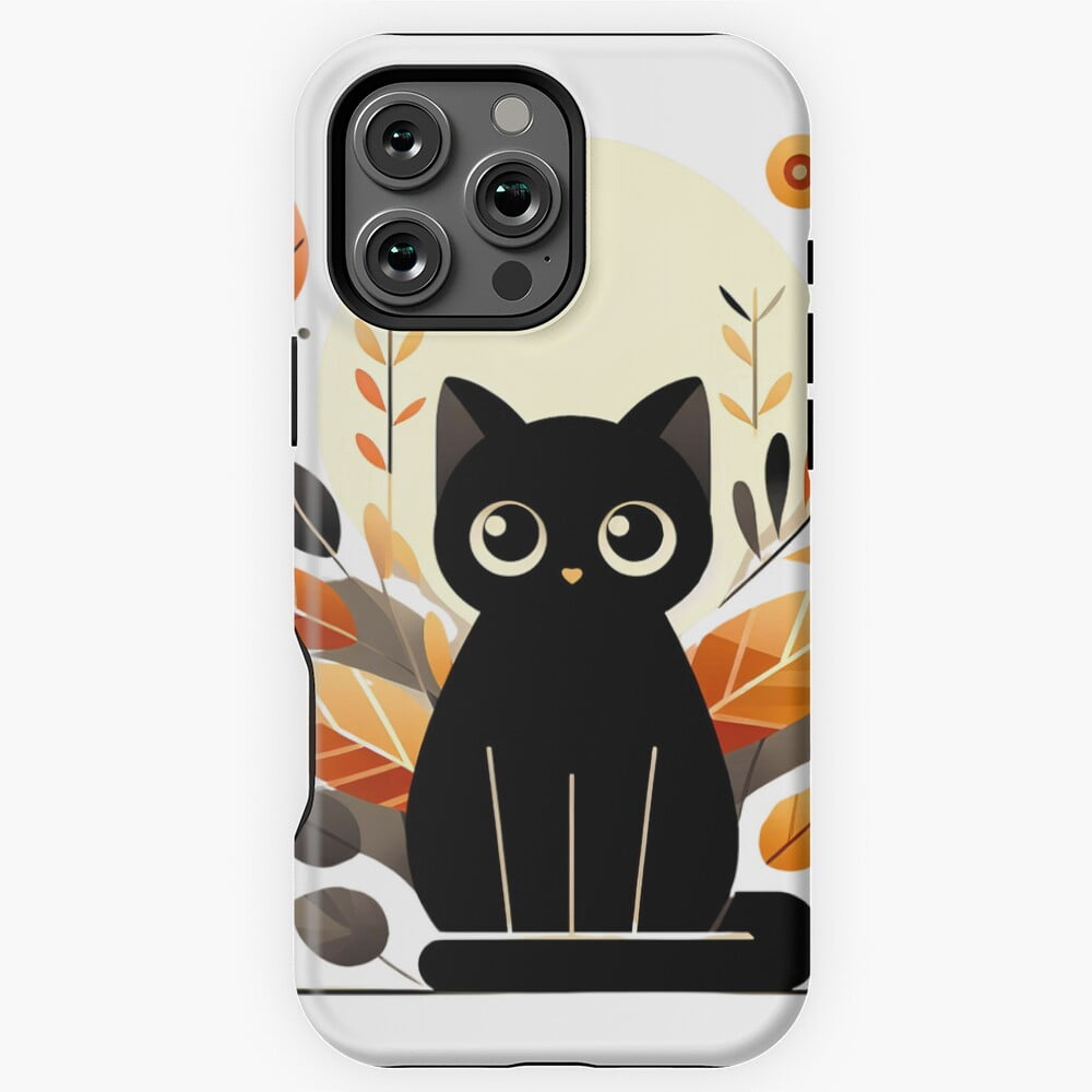 Black Tabby Cat Sticker Cute Pet Art Design Phone Case Compatible ...