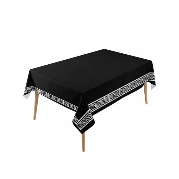 Black Table Cloth, Modern Geometric Abstract Art Aesthetics Waterproof ...