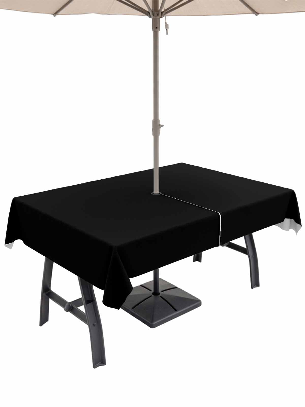 Black Table Cloth Rectangle Outdoor Tablecloth, Pure Black Waterproof ...