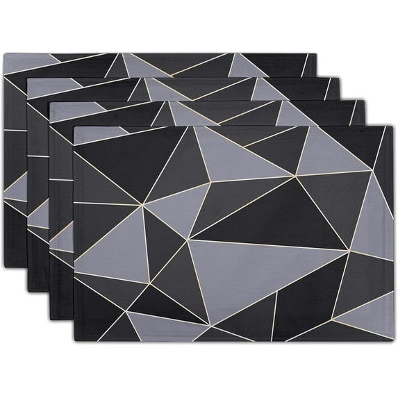 Black Table Mats Set of 4 - Mid Century Modern Placemats Gray Table ...