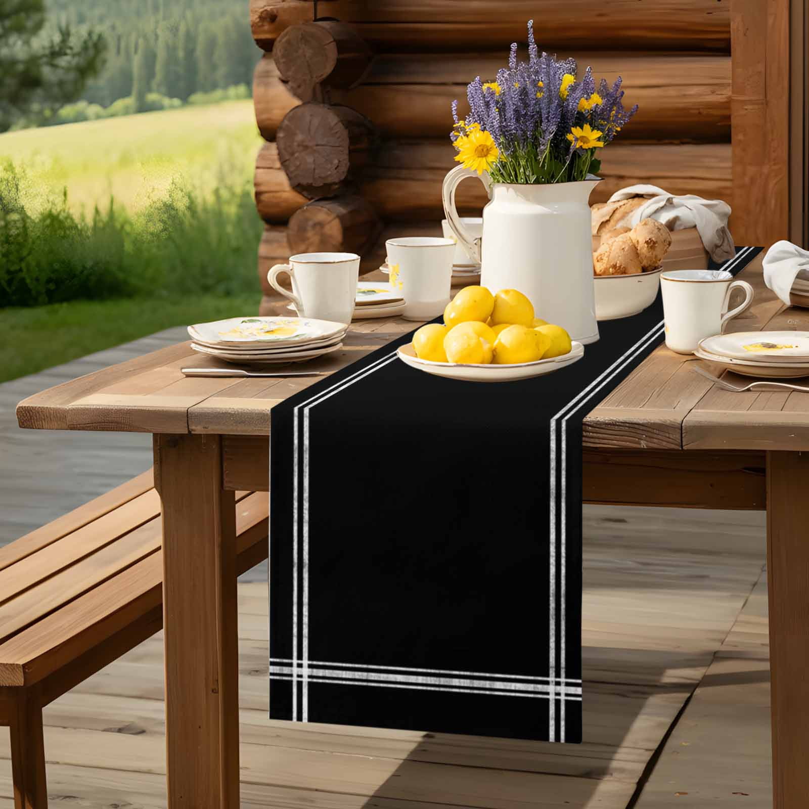 Black Table Runner 70 Inch Long Solid Color Table Runners Linen Burlap ...