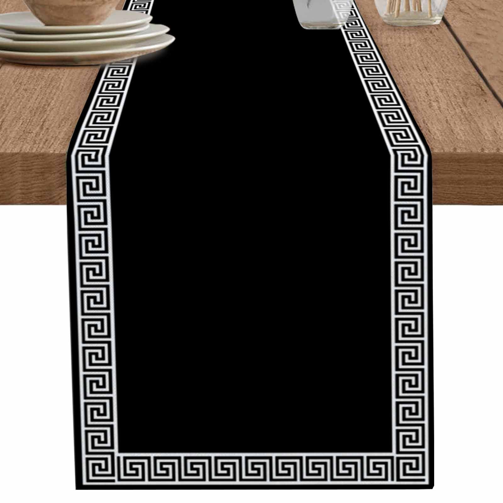 Black Table Runner 90 Inches Long for Dining Table Decor,Traditional ...