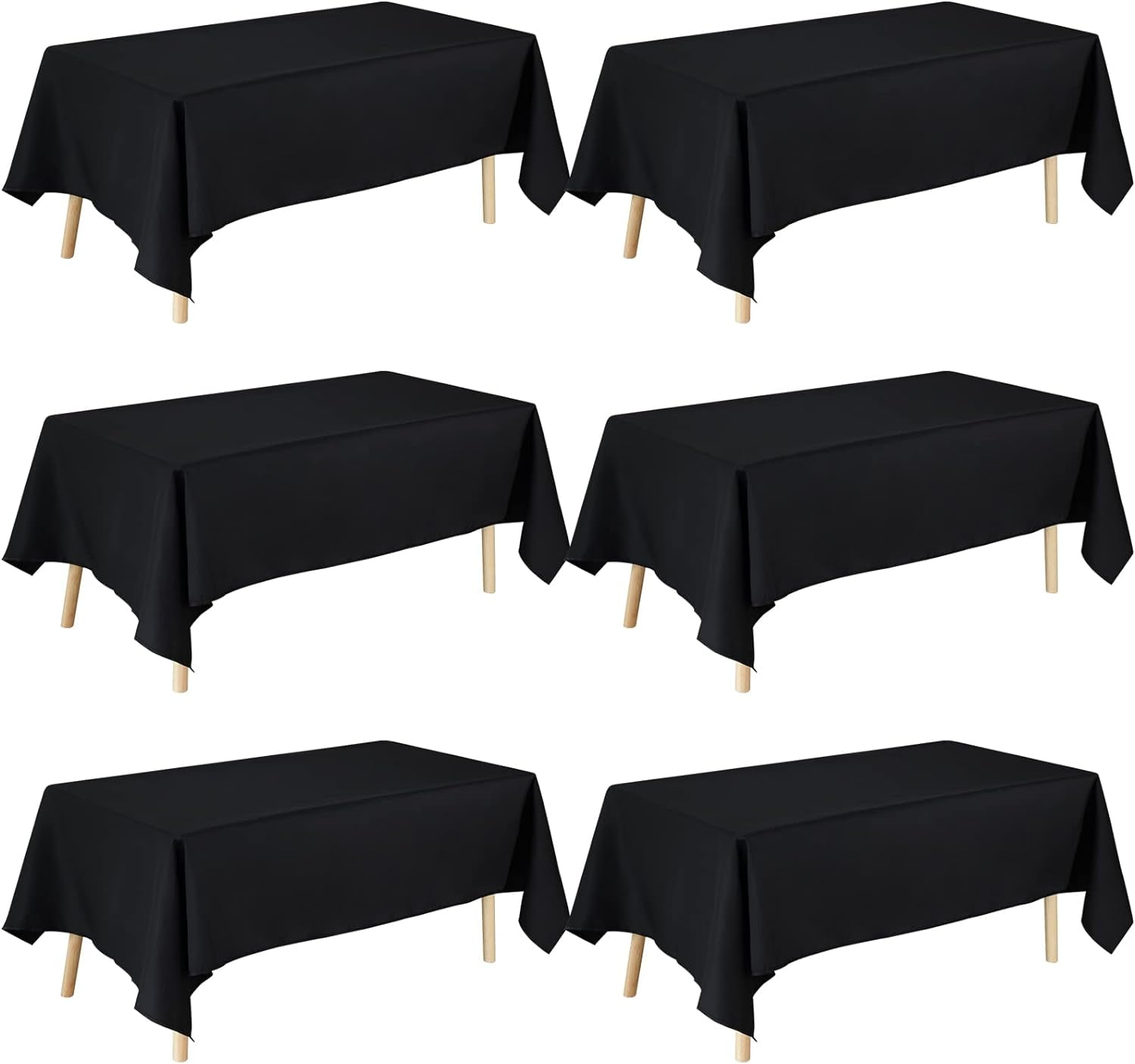 Black Tablecloth 6Pcs 60x102, Table Cloth for 6 Feet Rectangle Tables ...