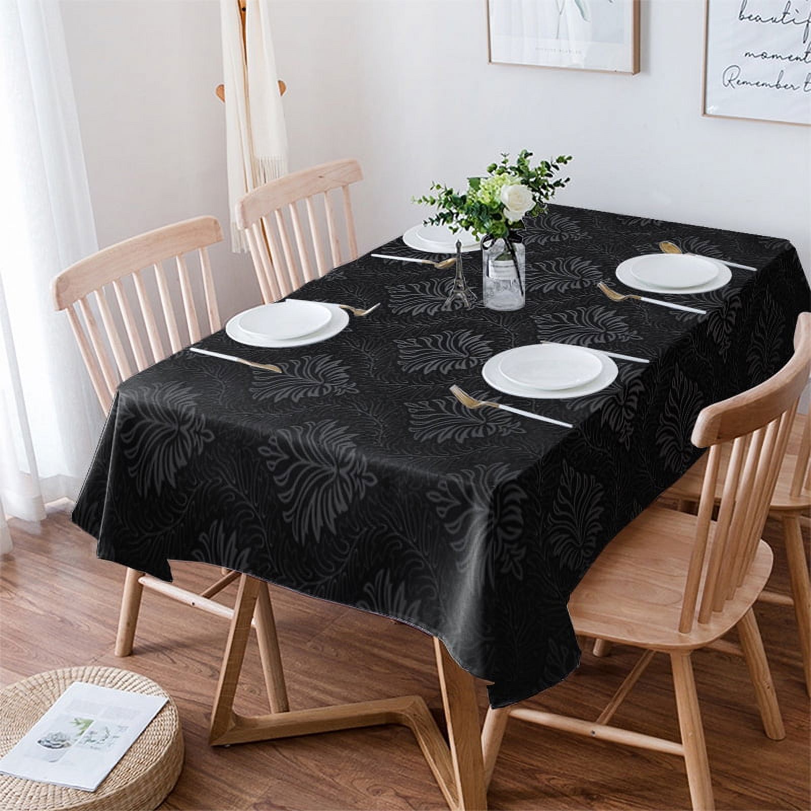 Black Tablecloth Antique Baroque Damask Gothic Medieval Curvy Vintage ...