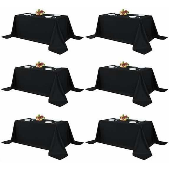 Black Tableclothes for Rectangle Tables, 6 Pack - 90 x 132 Inch ...