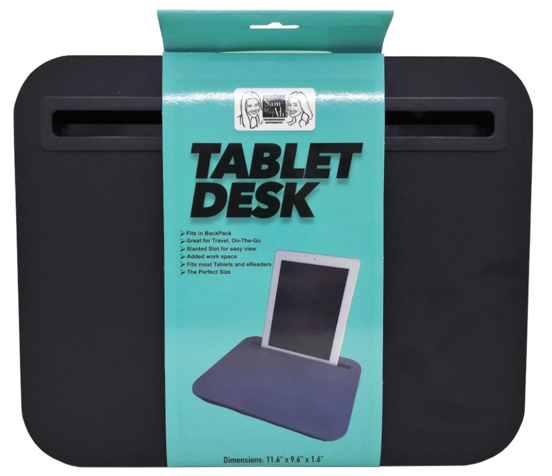 Black Tablet Desk & Stand | Portable, Backpack-Friendly, Slanted Slot ...