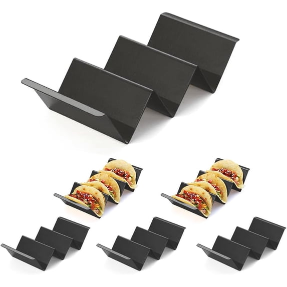 Black Taco Holder Stand,Set of 6 Stainless Steel Taco Tray,Stylish Taco ...