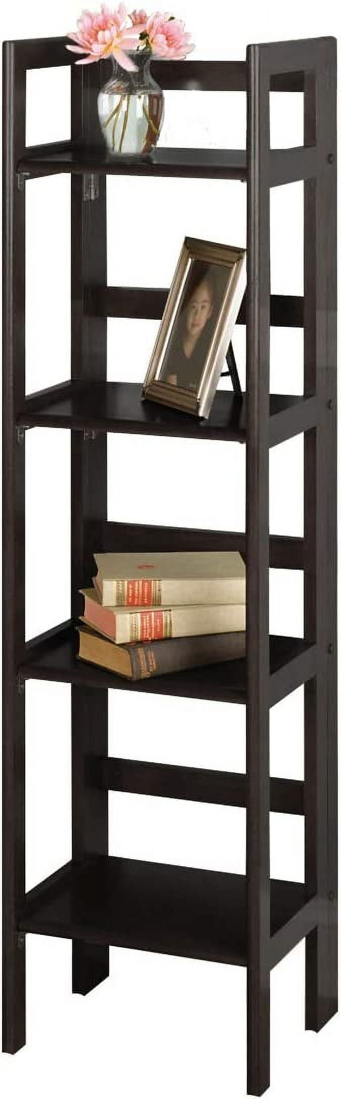 Black Tall 4-Tier Folding Bookcase Shelf - Walmart.com