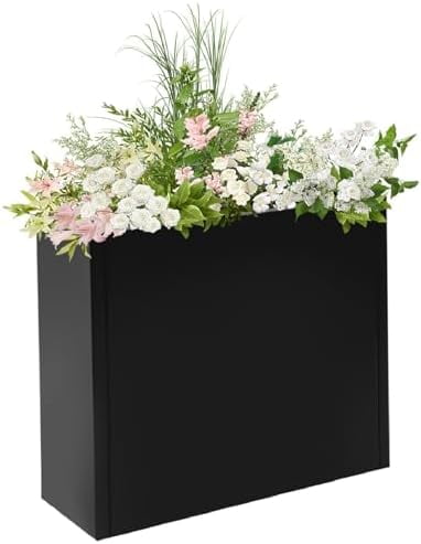 Black Tall Rectangle Outdoor Planter Box, Tree Planter Pot Steel Tall ...