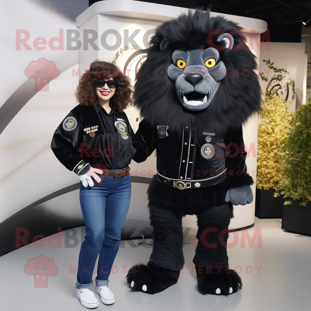 Black Tamer Lion REDBROKOLY mascot costume character dressed with a Mom ...