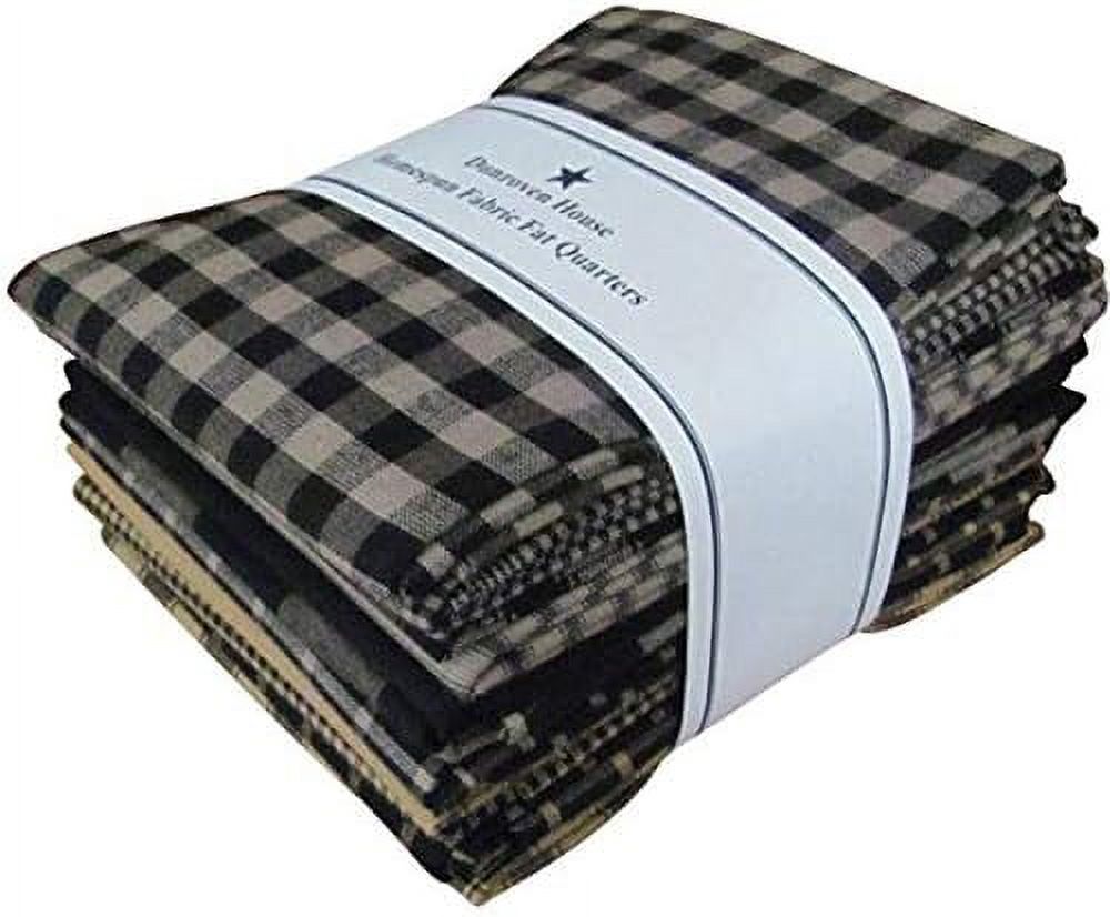 Black Tan Beige Homespun Fabric Checks Stripes Fat Quarter (12 pk ...
