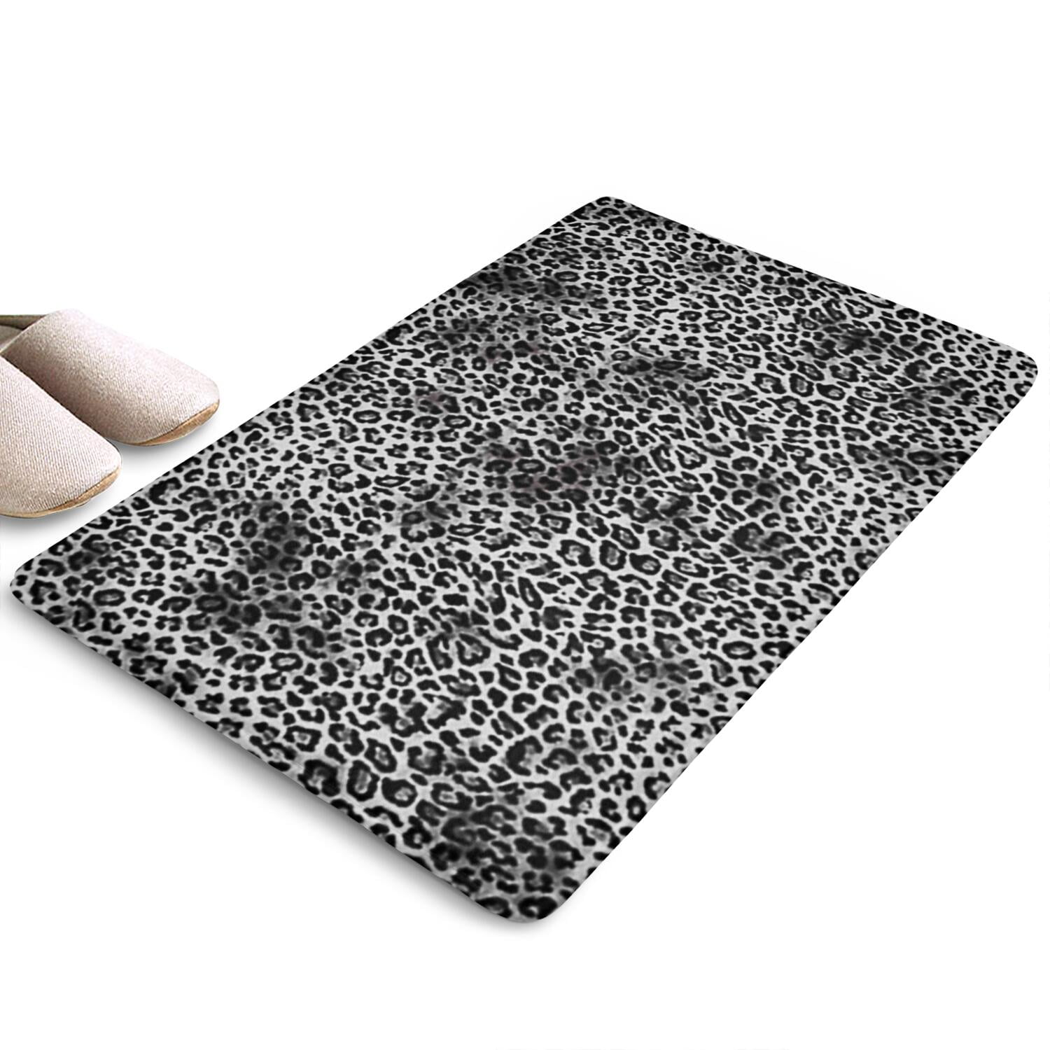 Black and Tan Leopard Print Flannel Non Slip Door Rugs,Washable Door ...