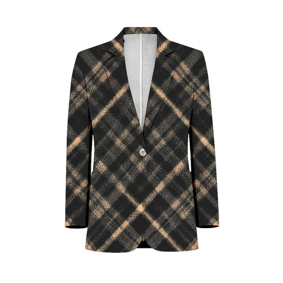 Black Tan Plaid Textile Pattern Customized Men's Suits full man Shawl ...