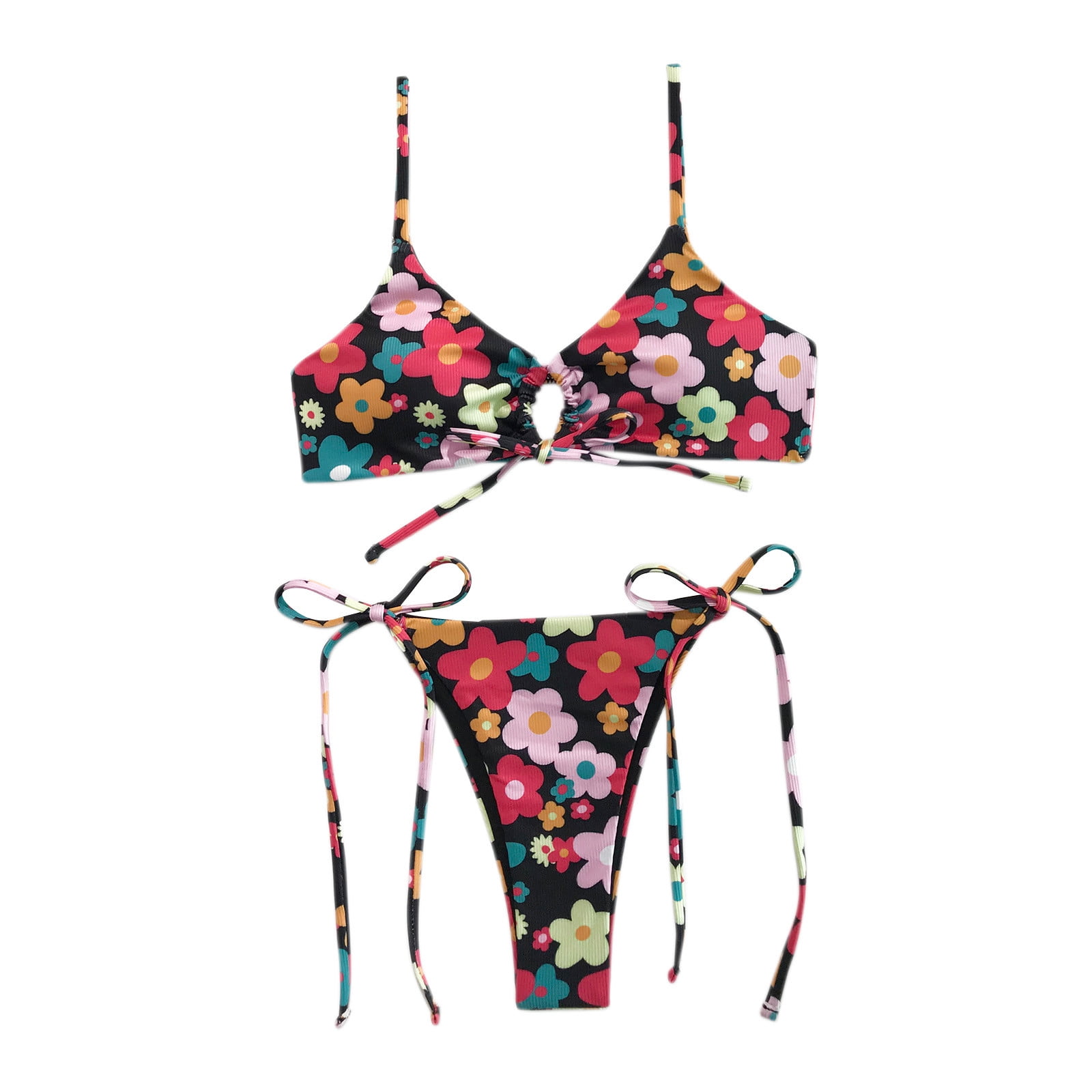 Black Tankini Sets for Women Beach Match Casual Sexy Hawaiian Seamless ...